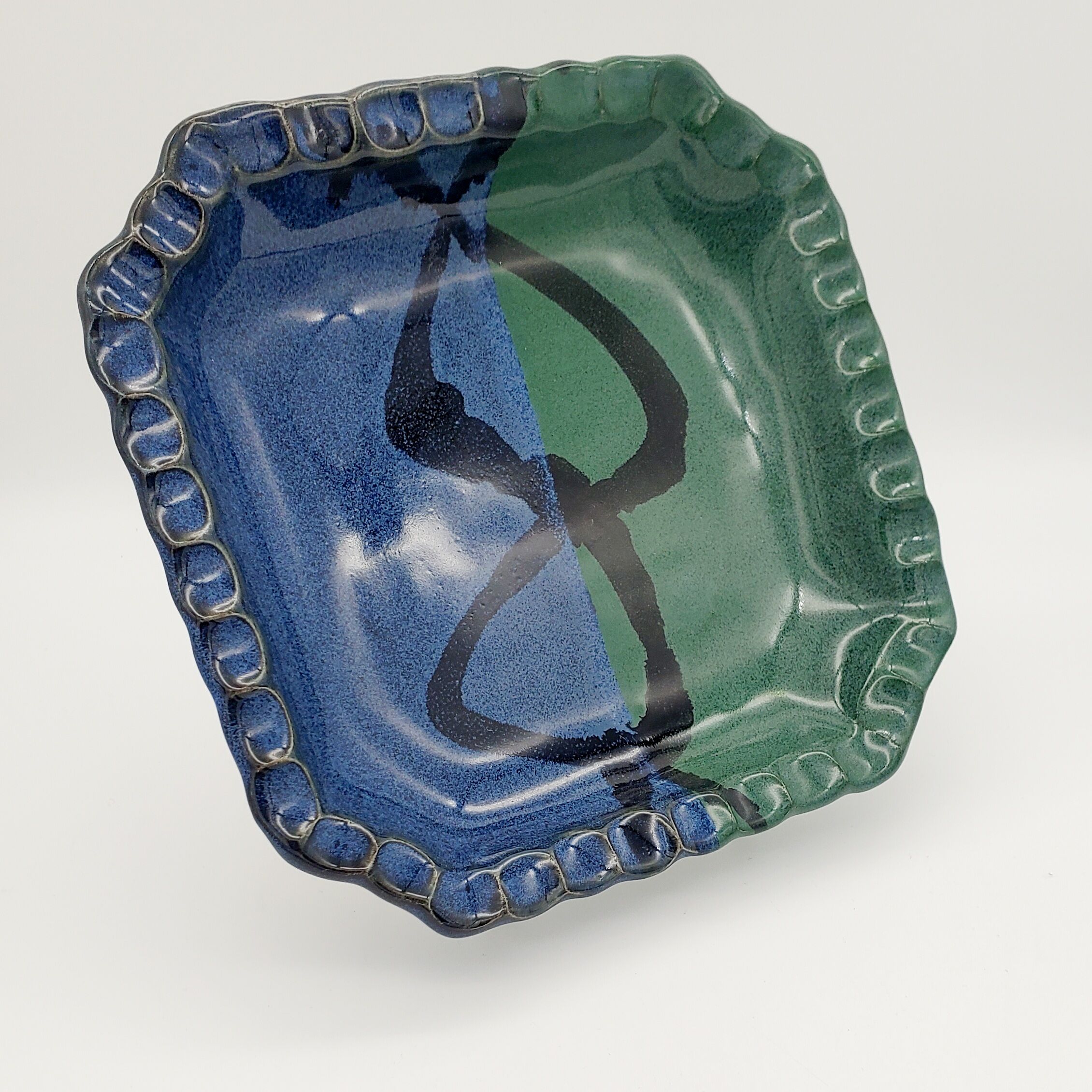 Dark Blue/Green/Black Splash Deep Square Dish – Shifra's Gallery